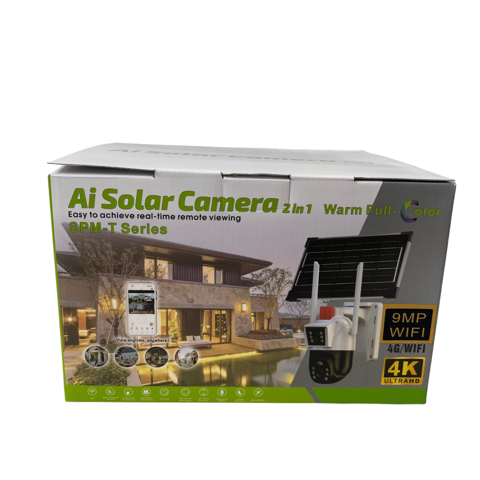 Optimax 9MP WiFi Dual Lens Ai Solar PTZ Big Outdoor Camera With Auto Tracking (V380 APP ...